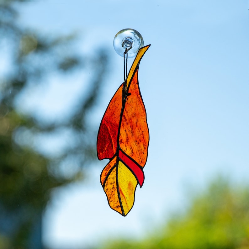 Stained glass feather window hangings Christmas gift | Etsy