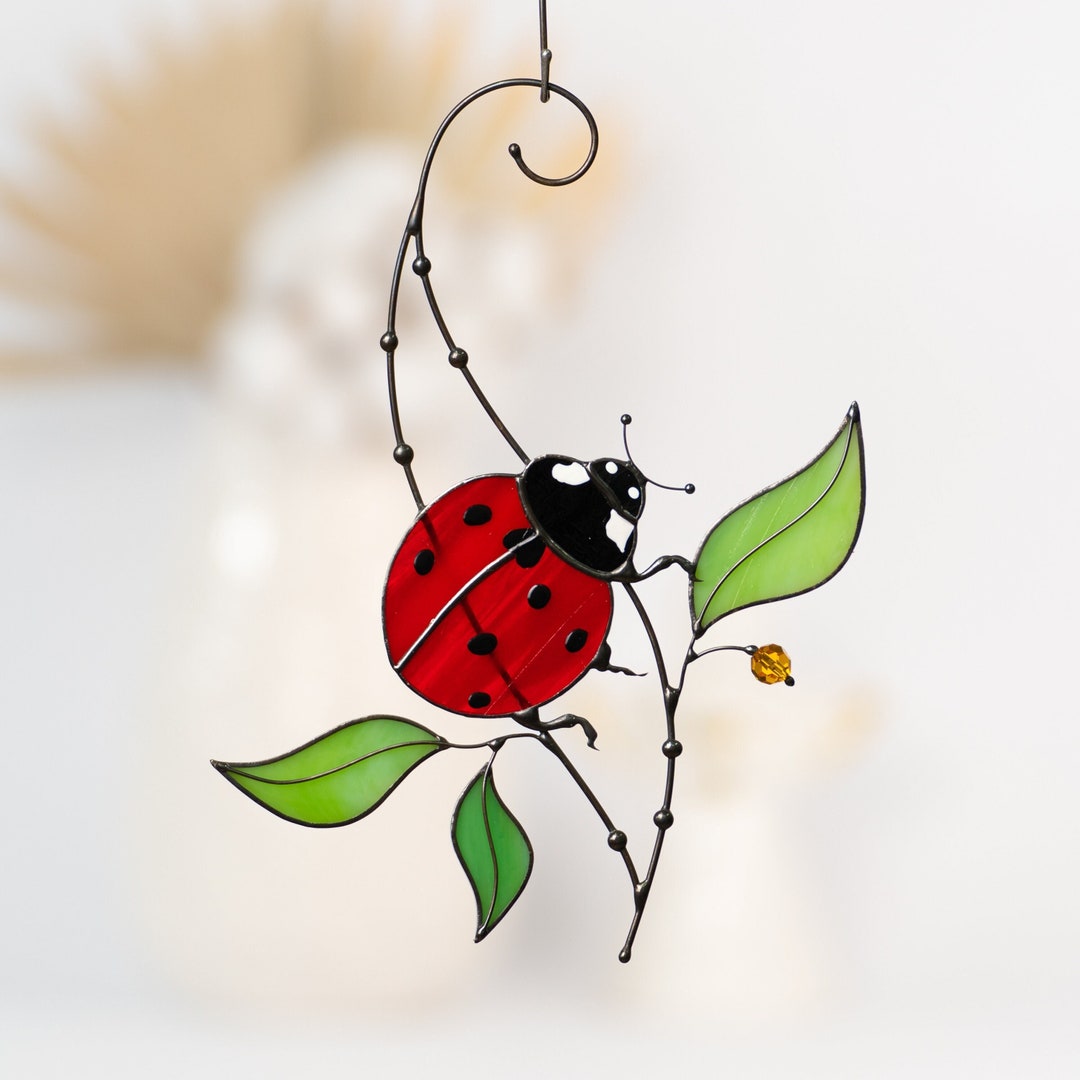 Ladybug Gifts Stained Glass Window Hangings Christmas Vacation Decor ...