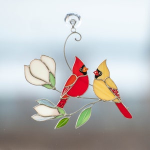 Cardinal Stained Glass Window Hangings Stained Glass Bird - Etsy