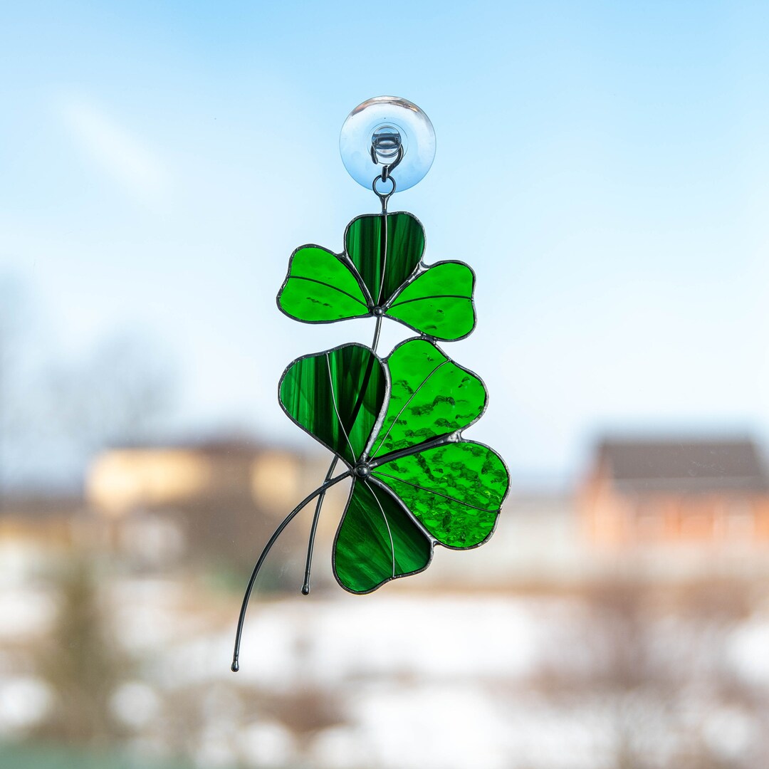 Clover Stained Glass Suncatcher Stained Glass Window Hangings - Etsy