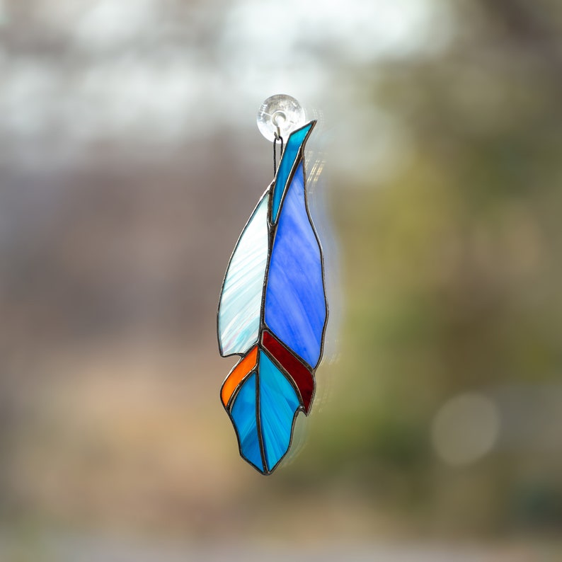 Stained glass feather suncatcher Christmas gift Native | Etsy
