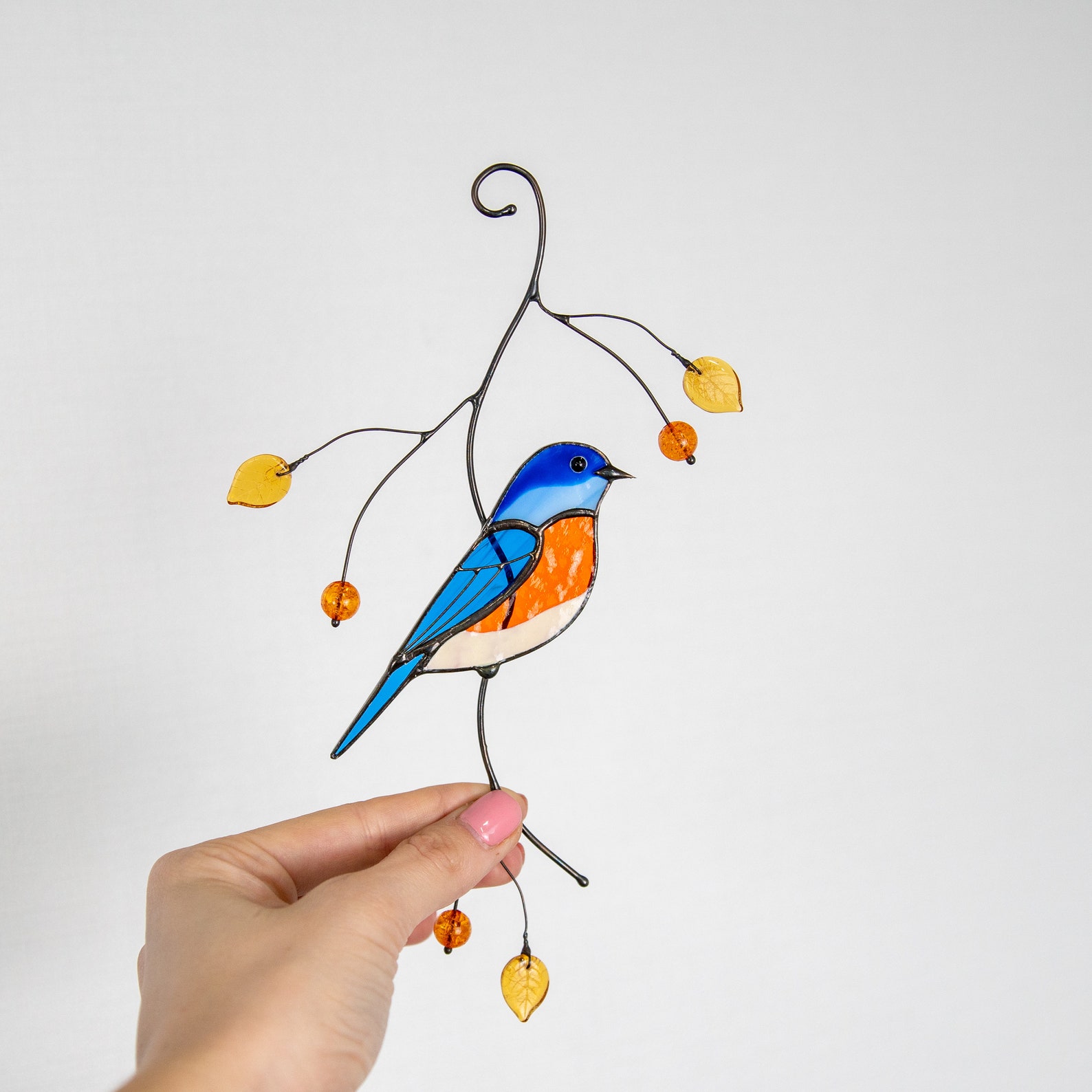 Bluebird Stained Glass Window Hangings Christmas Gifts Custom - Etsy