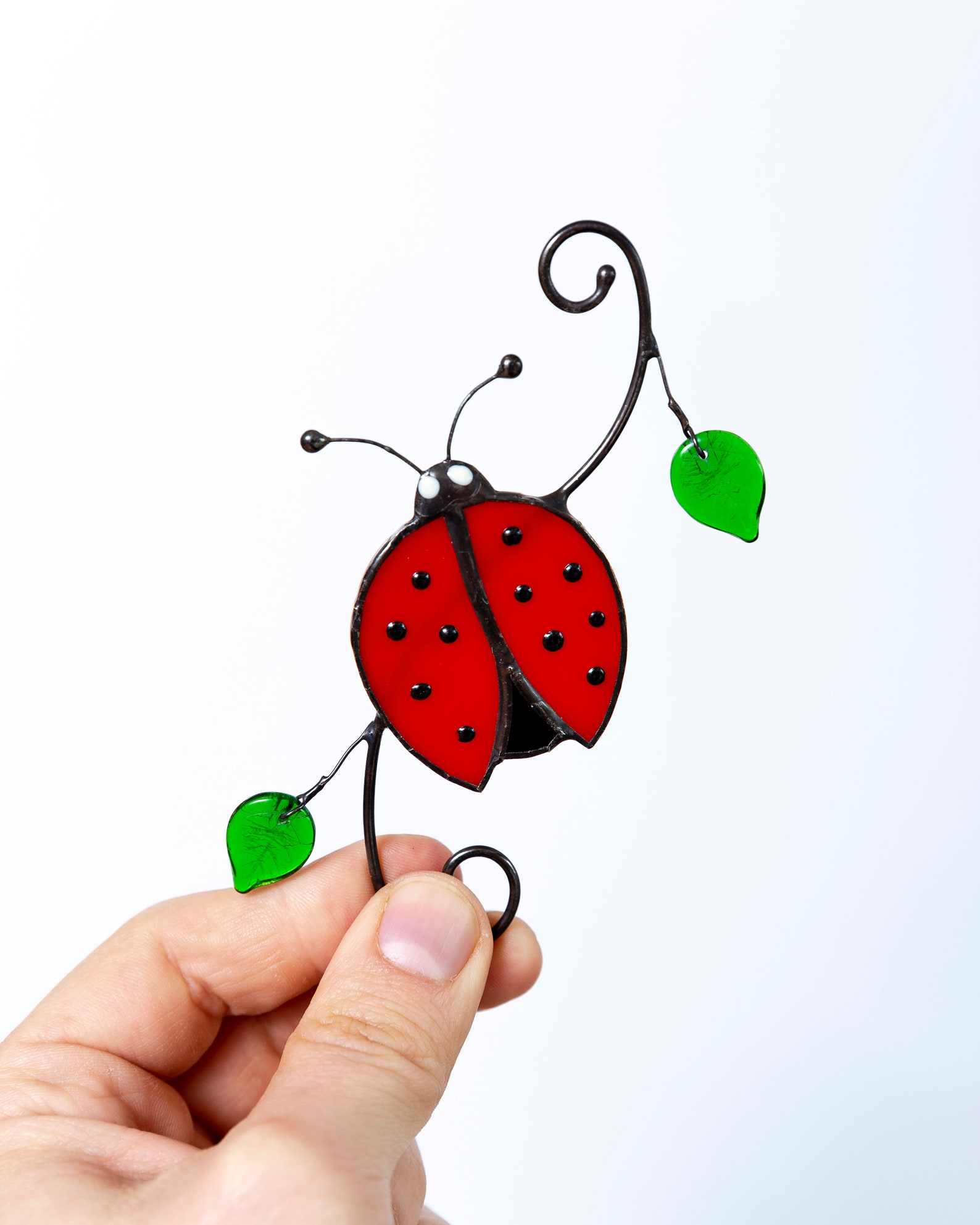 Ladybug stained glass window hangings Stained glass garden | Etsy