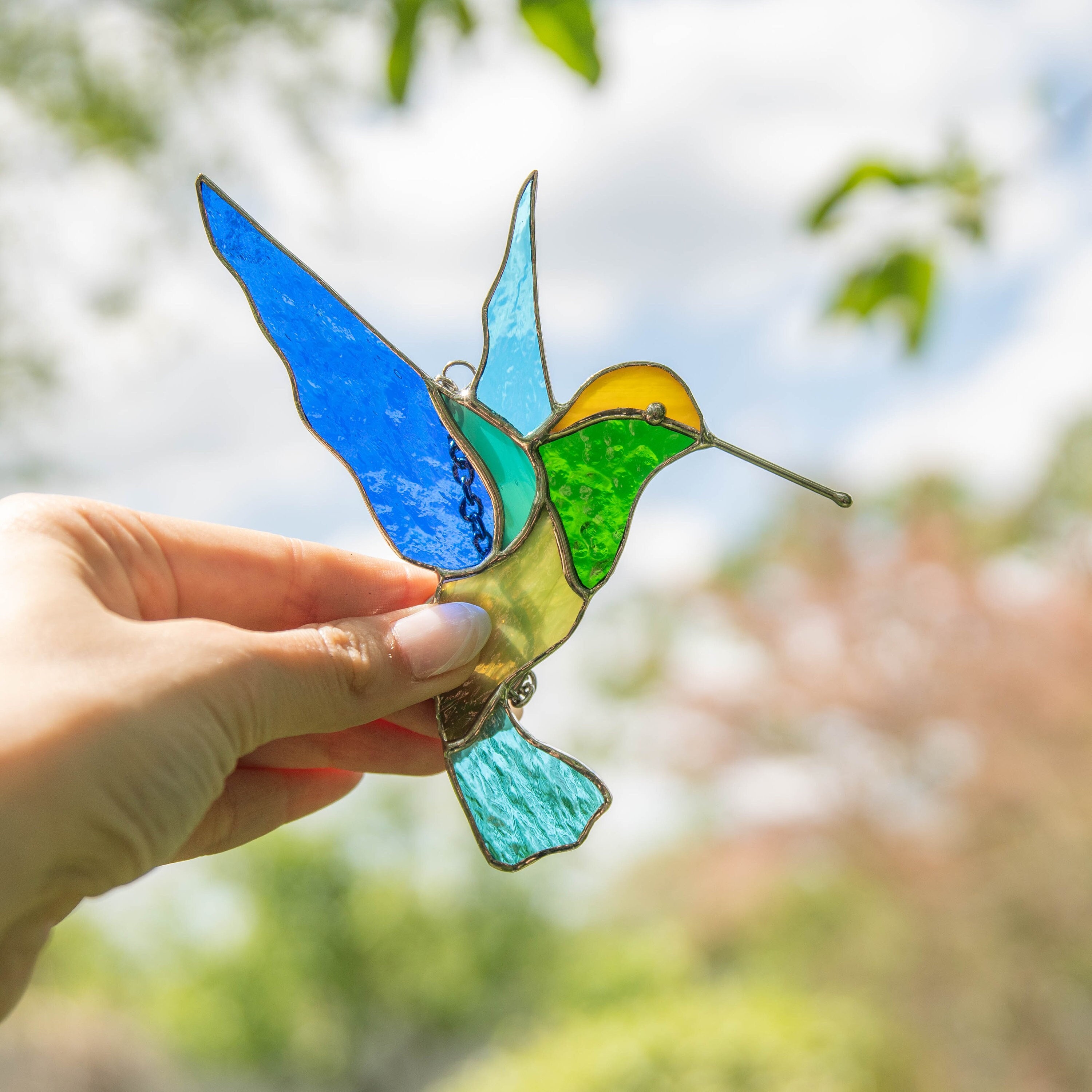 Glass Hummingbird Suncatcher Ornament