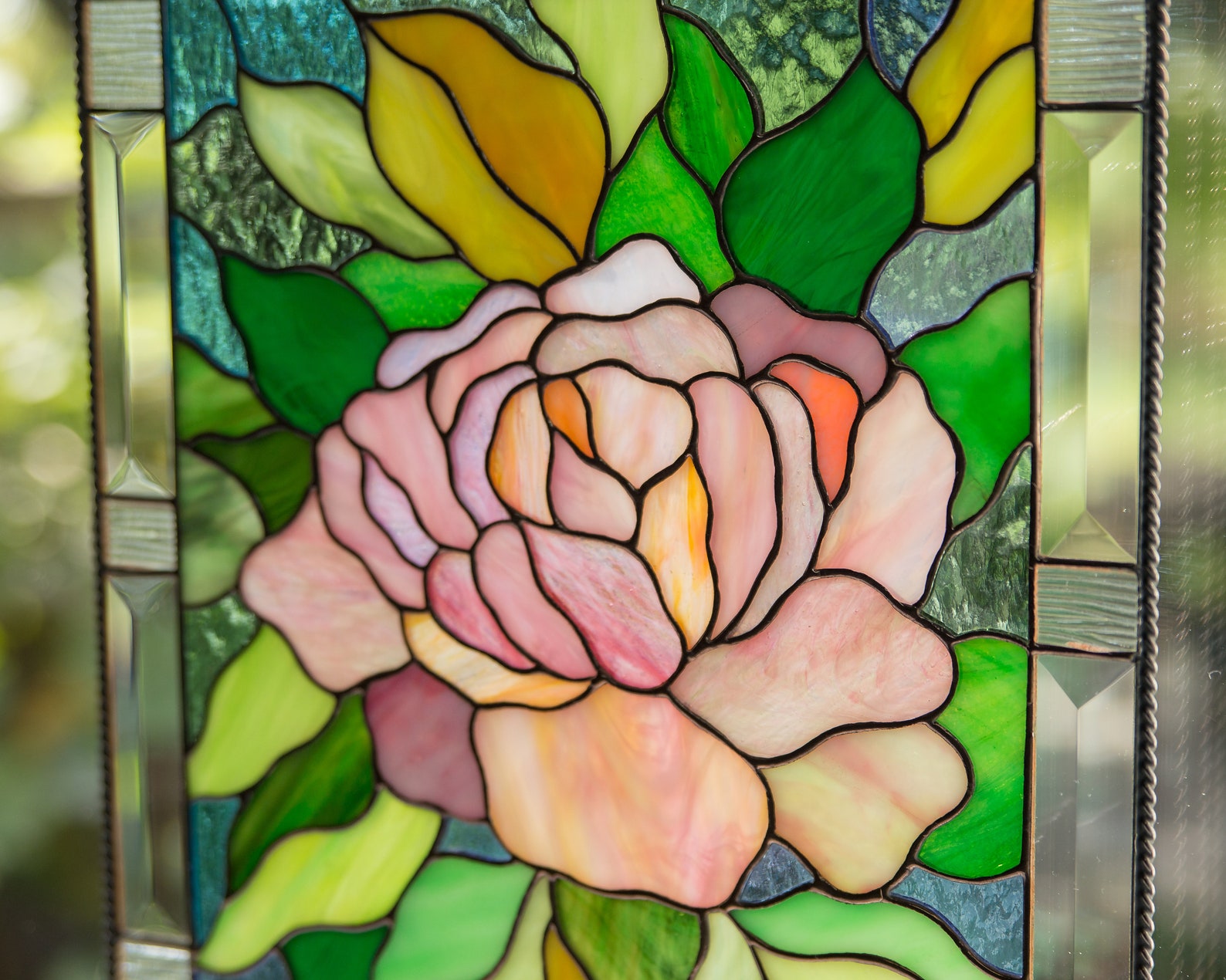 Peony Stained Glass Window Hangings Custom Stained Glass - Etsy