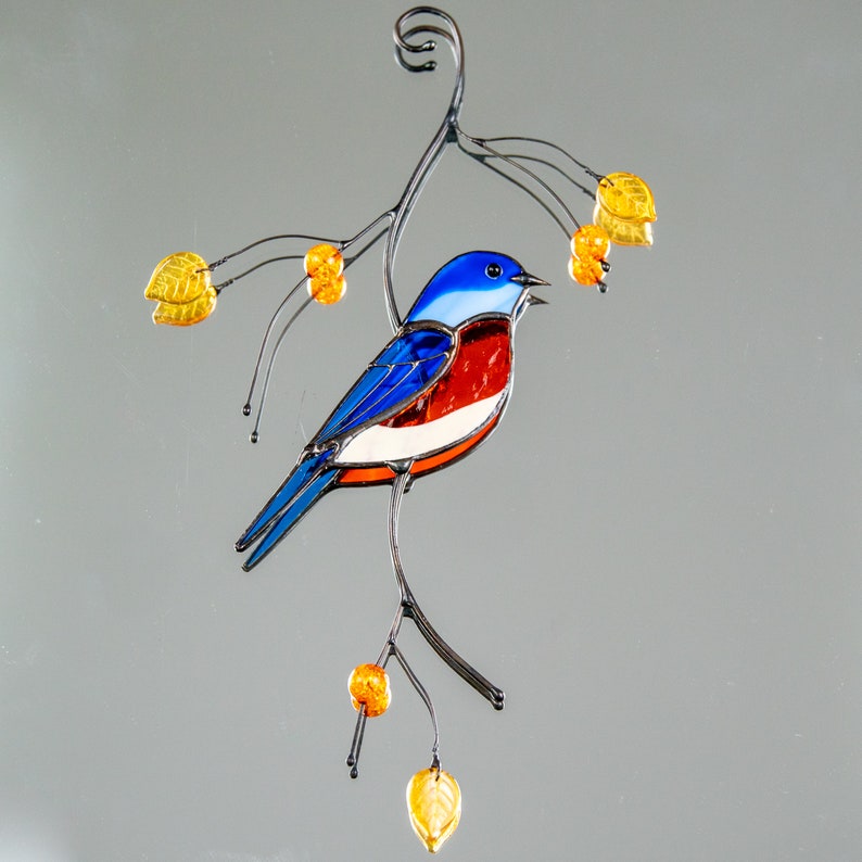 Bluebird Stained Glass Window Hangings Fathers Day Gift Custom - Etsy