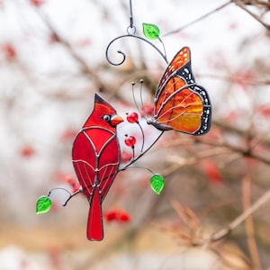 Butterfly Artwork Custom Stained Glass Cardinal Memorial Ornament ...