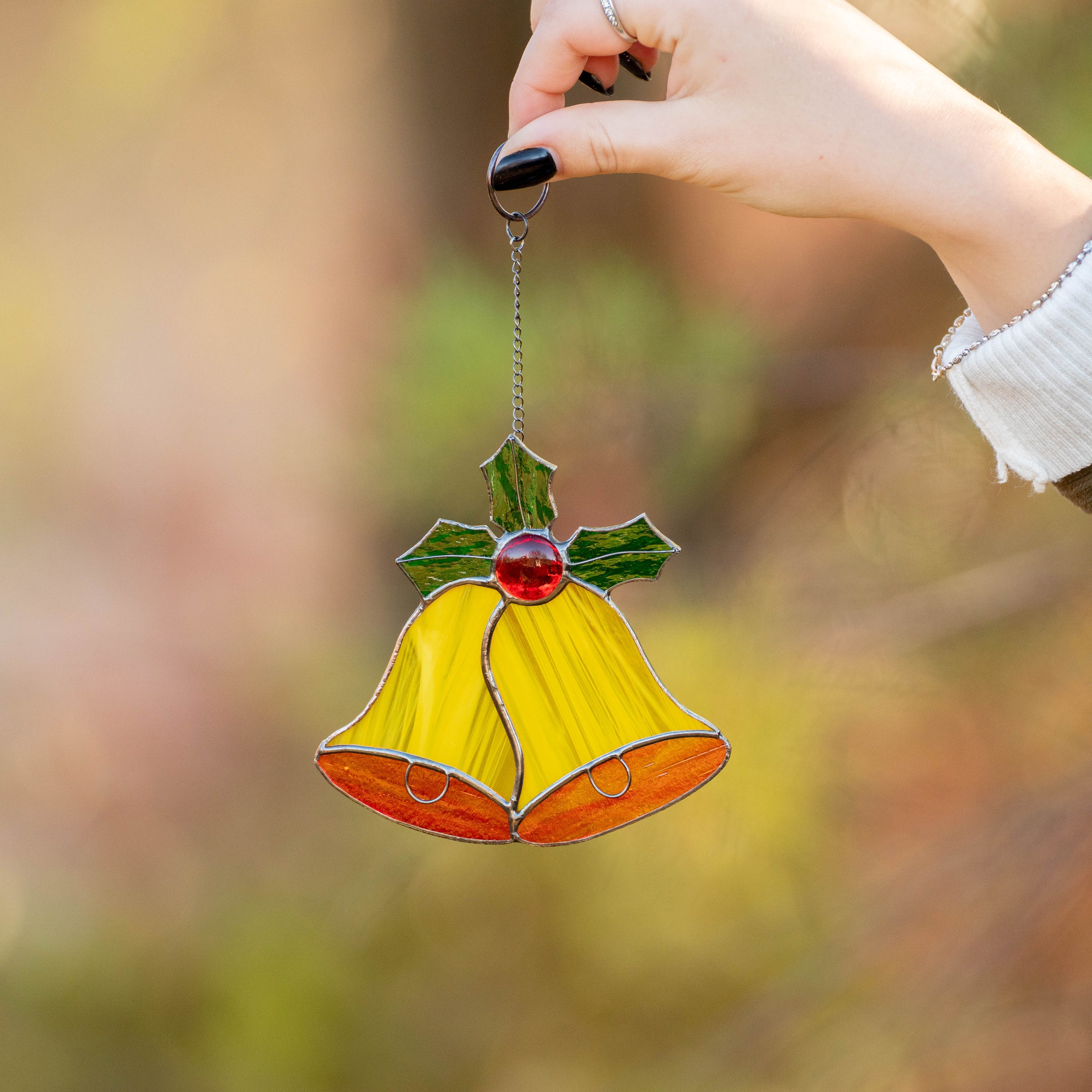 Jingle Bells Stained Glass Christmas Suncatcher Christmas | Etsy