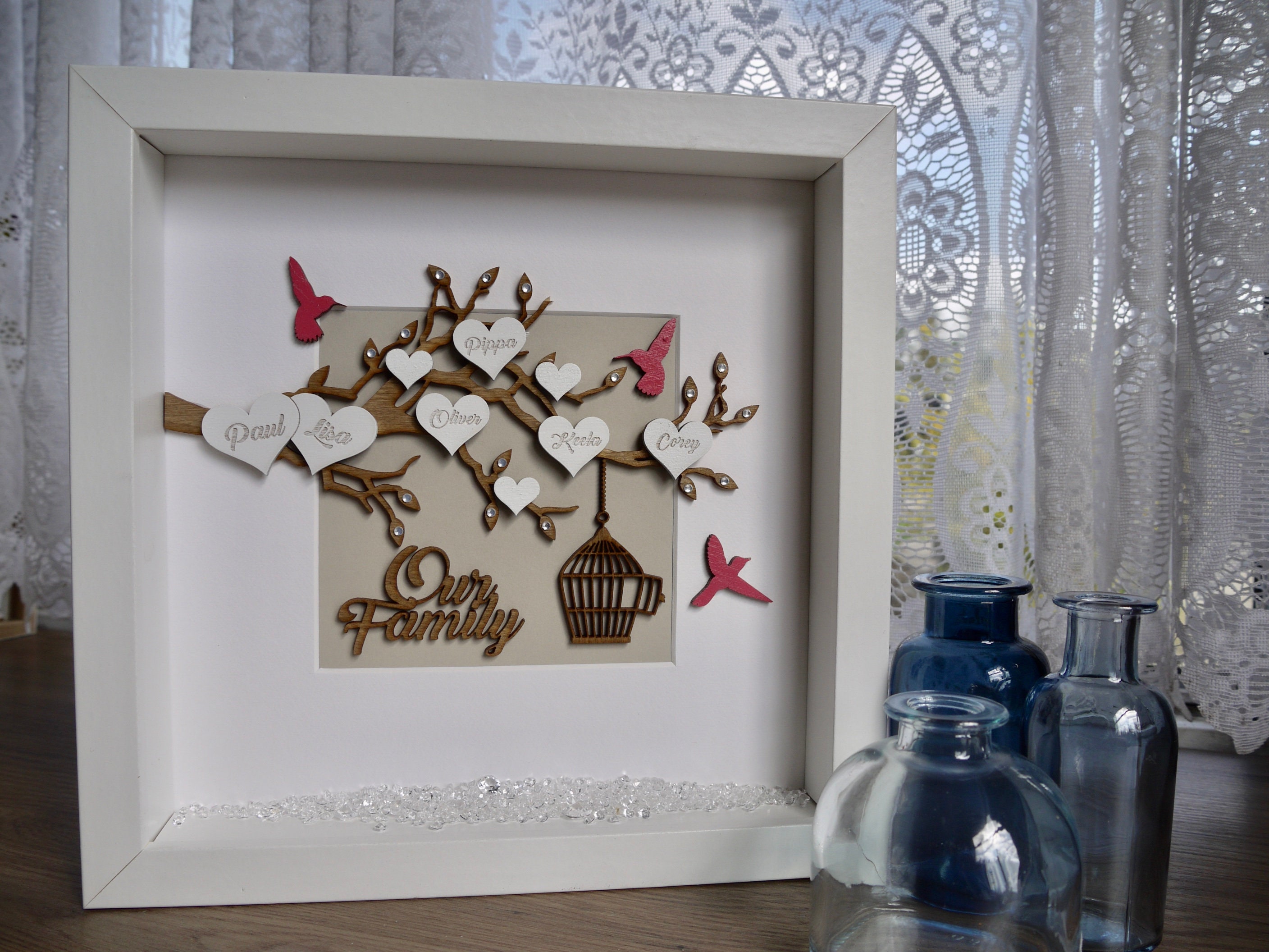 Family tree frame Personalised Shadow Box frame Gift for | Etsy