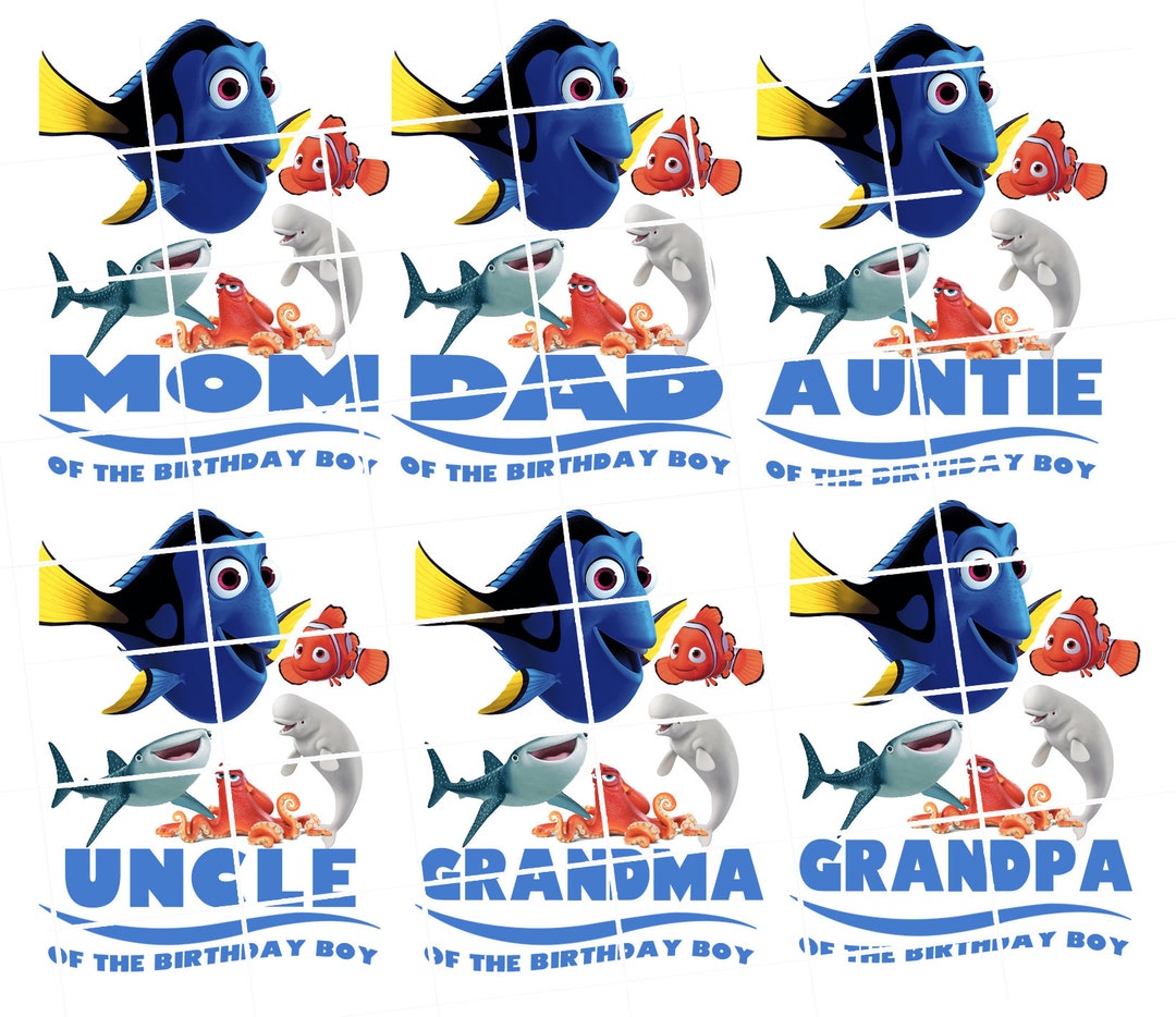 Finding Dory Birthday Family PNG Files, Mom, Dad, Grandma, Grandpa, of ...