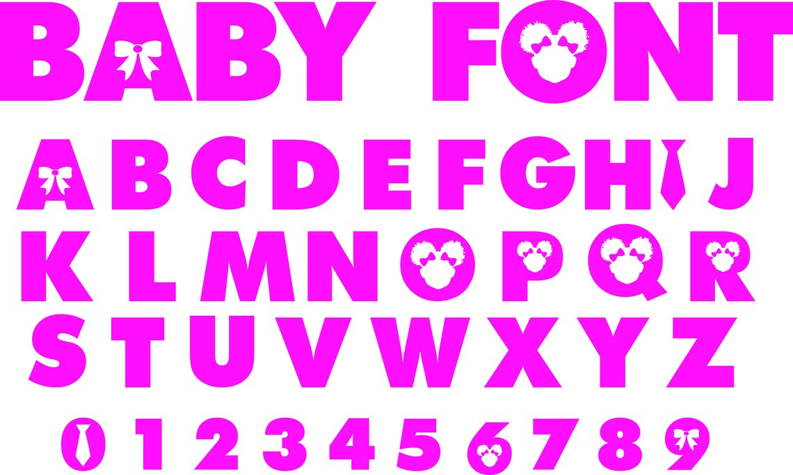 Boss Baby Font Girl SVG PNG TTF Esp Files Alphabet Letters Numbers for ...