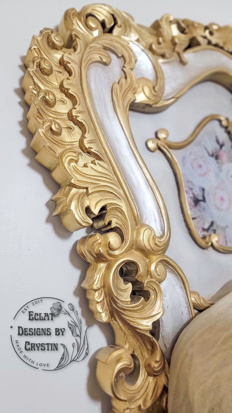 Wood Rococo Pearl Pink Rococo King Size Bed Frame Headboard - Etsy