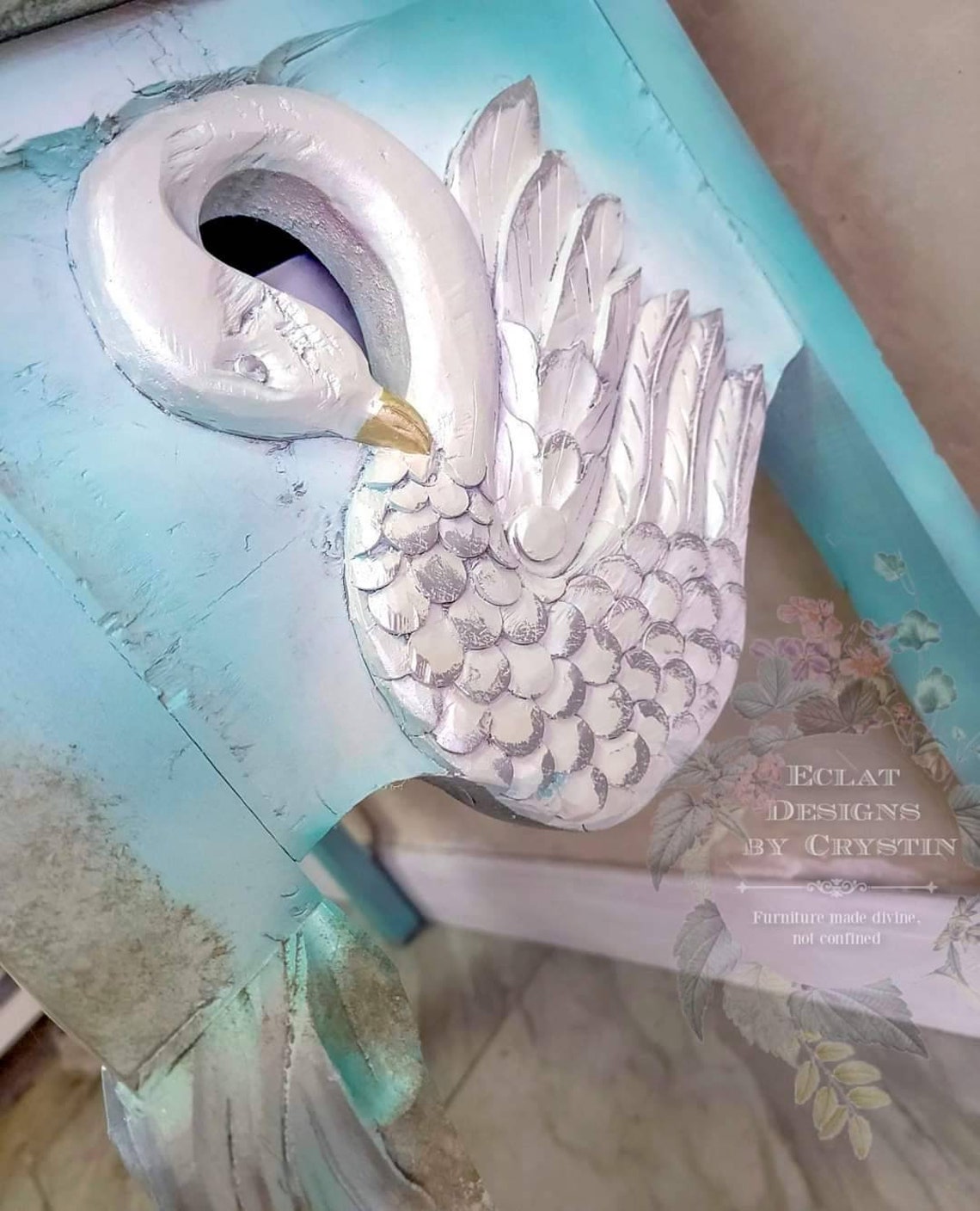 SOLD Swan Lake Foyer Table With Mirror Wooden Entryway Desk - Etsy