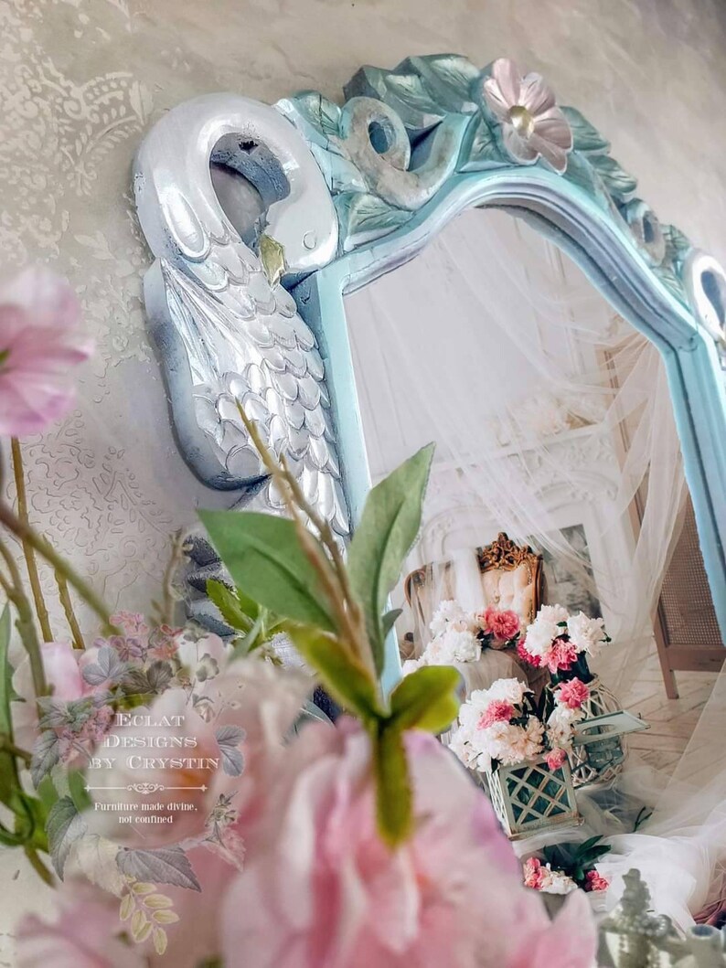 SOLD Swan Lake Foyer Table With Mirror Wooden Entryway Desk - Etsy