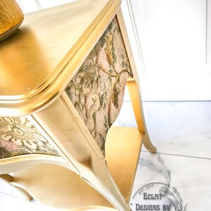 Handcrafted Royal Gold End Table - Luxurious One Drawer Side Accent ...