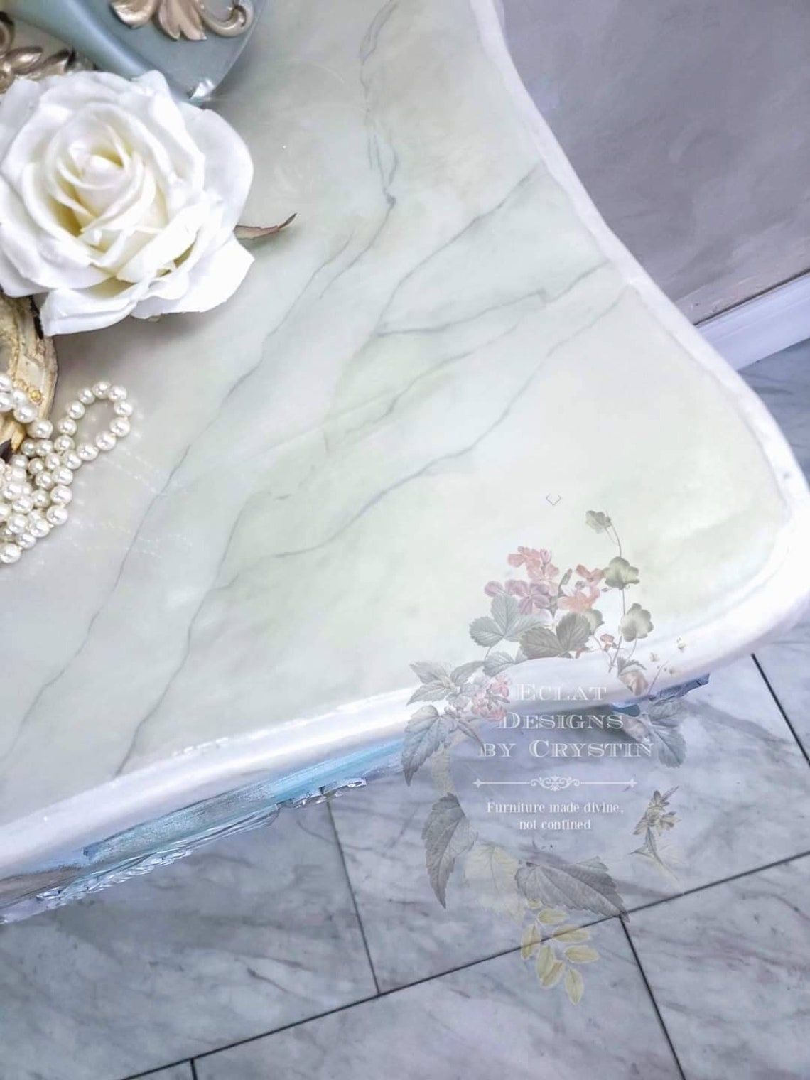 SOLD Swan Lake Foyer Table With Mirror Wooden Entryway Desk - Etsy