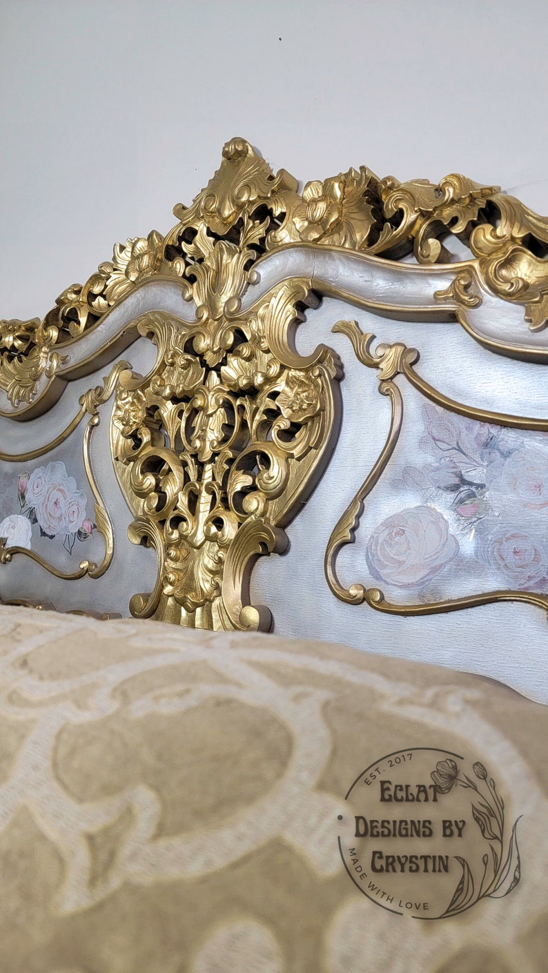 Wood Rococo, Pearl Pink Rococo King Size Bed Frame, Headboard ...