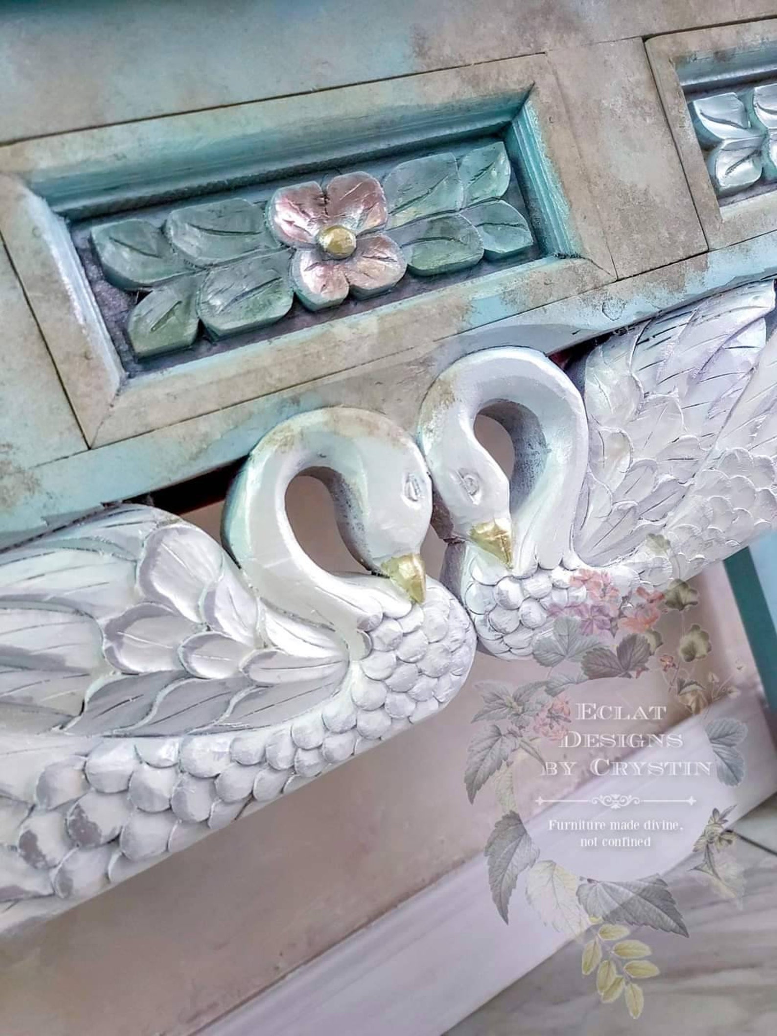 SOLD Swan Lake Foyer Table With Mirror Wooden Entryway Desk - Etsy