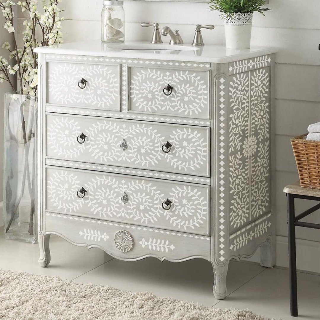 Priya Bone Inlay Stencil Large/ Cutting Edge Stencils/ Wall Stencil ...