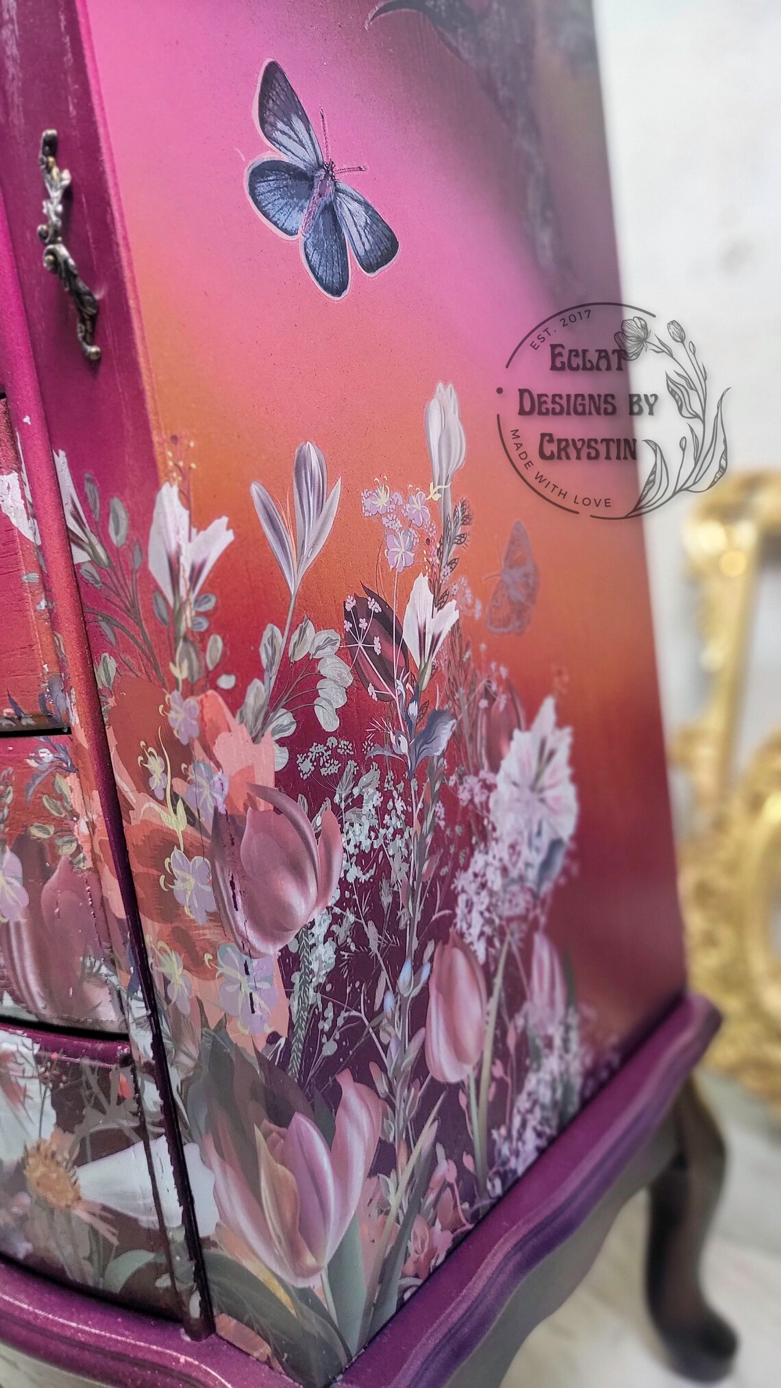 Midnight Fuchsia Jewelry Armoire handpainted Jewelry Box - Etsy