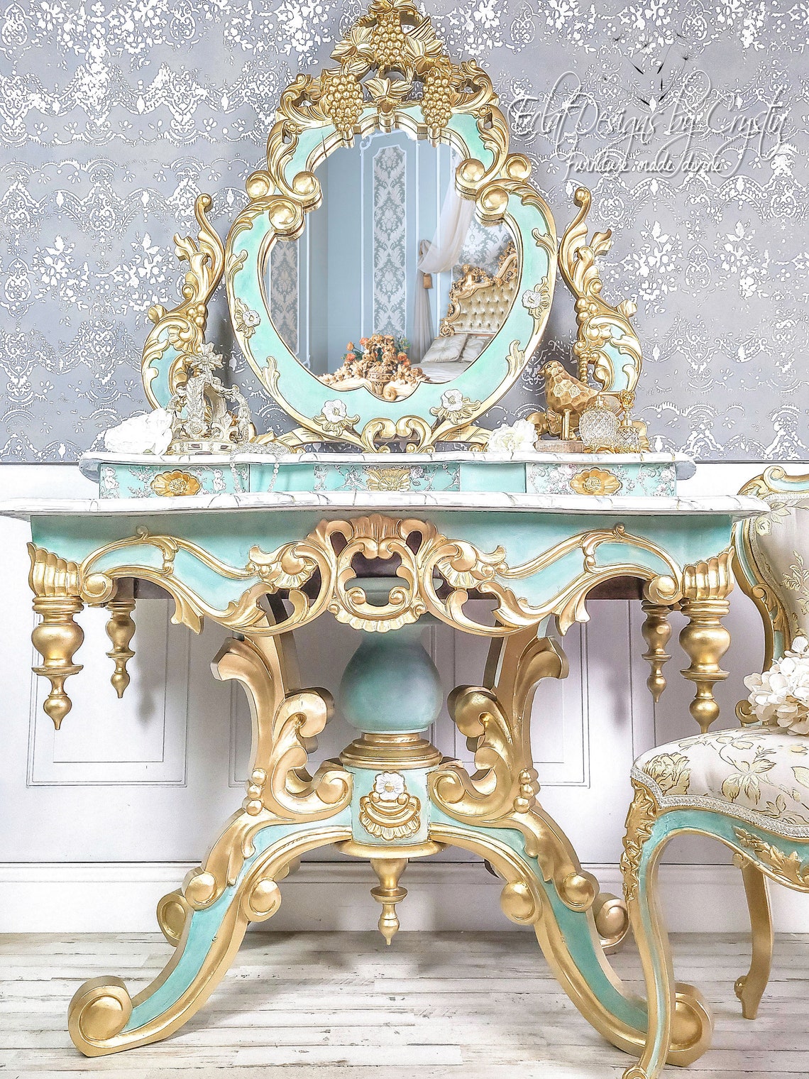 SOLD Marie Antoinette/ Antique/ Rococo Mirror/ Makeup Desk/ - Etsy