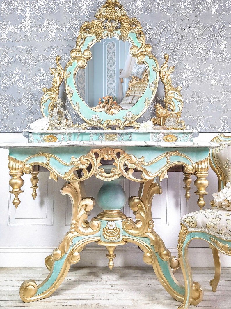 SOLD Marie Antoinette/ Antique/ Rococo Mirror/ Makeup Desk/ - Etsy