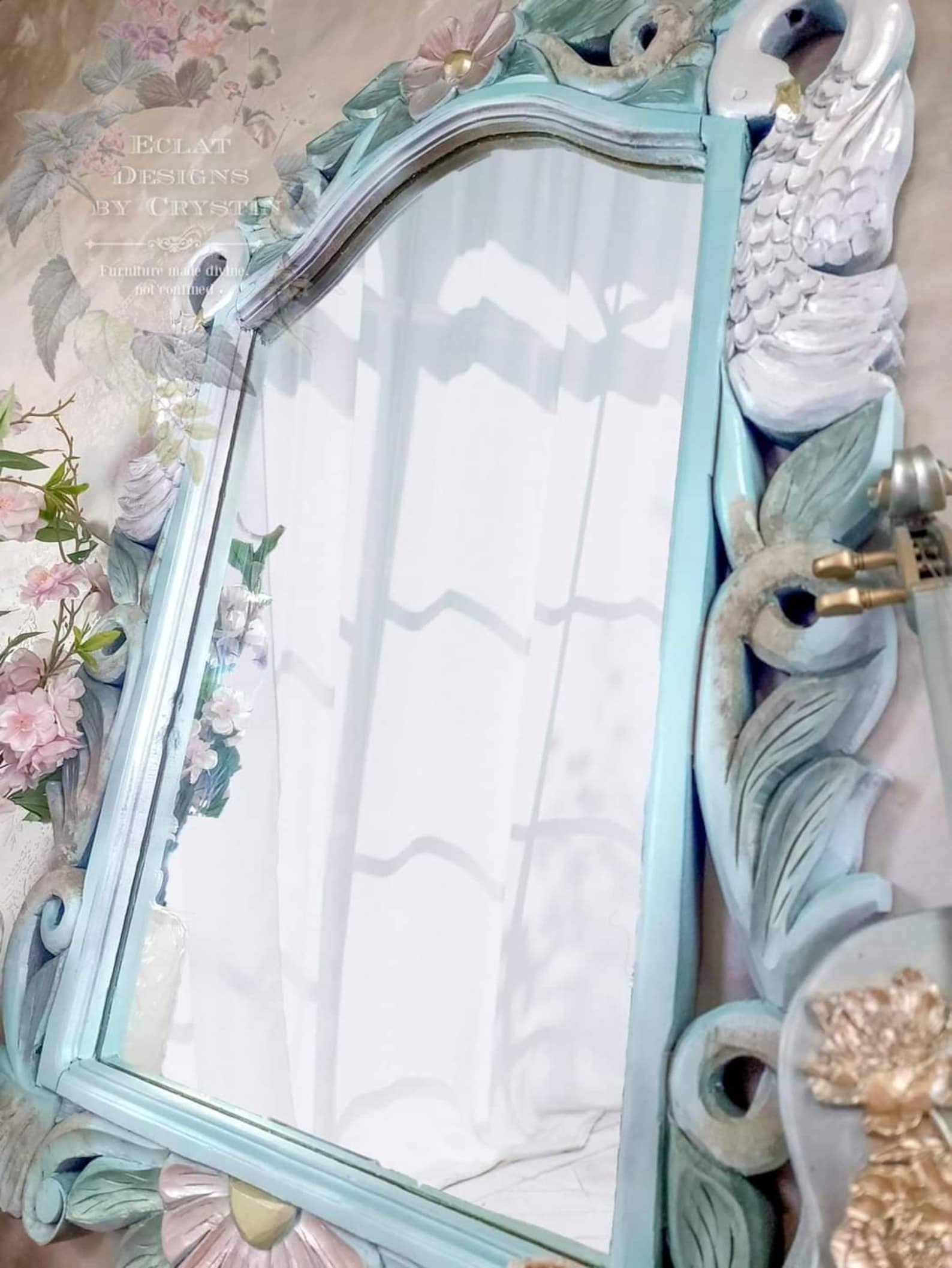 SOLD Swan Lake Foyer Table With Mirror Wooden Entryway Desk - Etsy