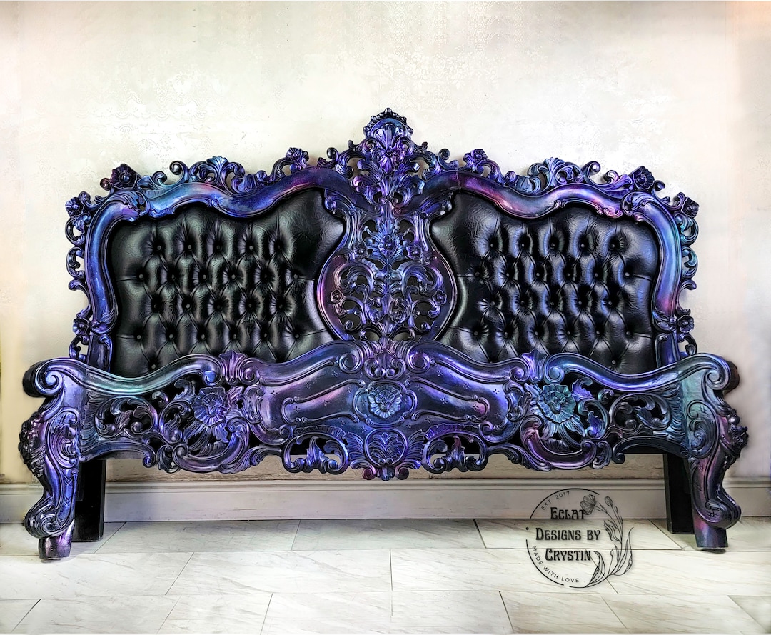 Gothic, Carnival Glass, Mermaid King Bedframe, Headboard, Footboard ...