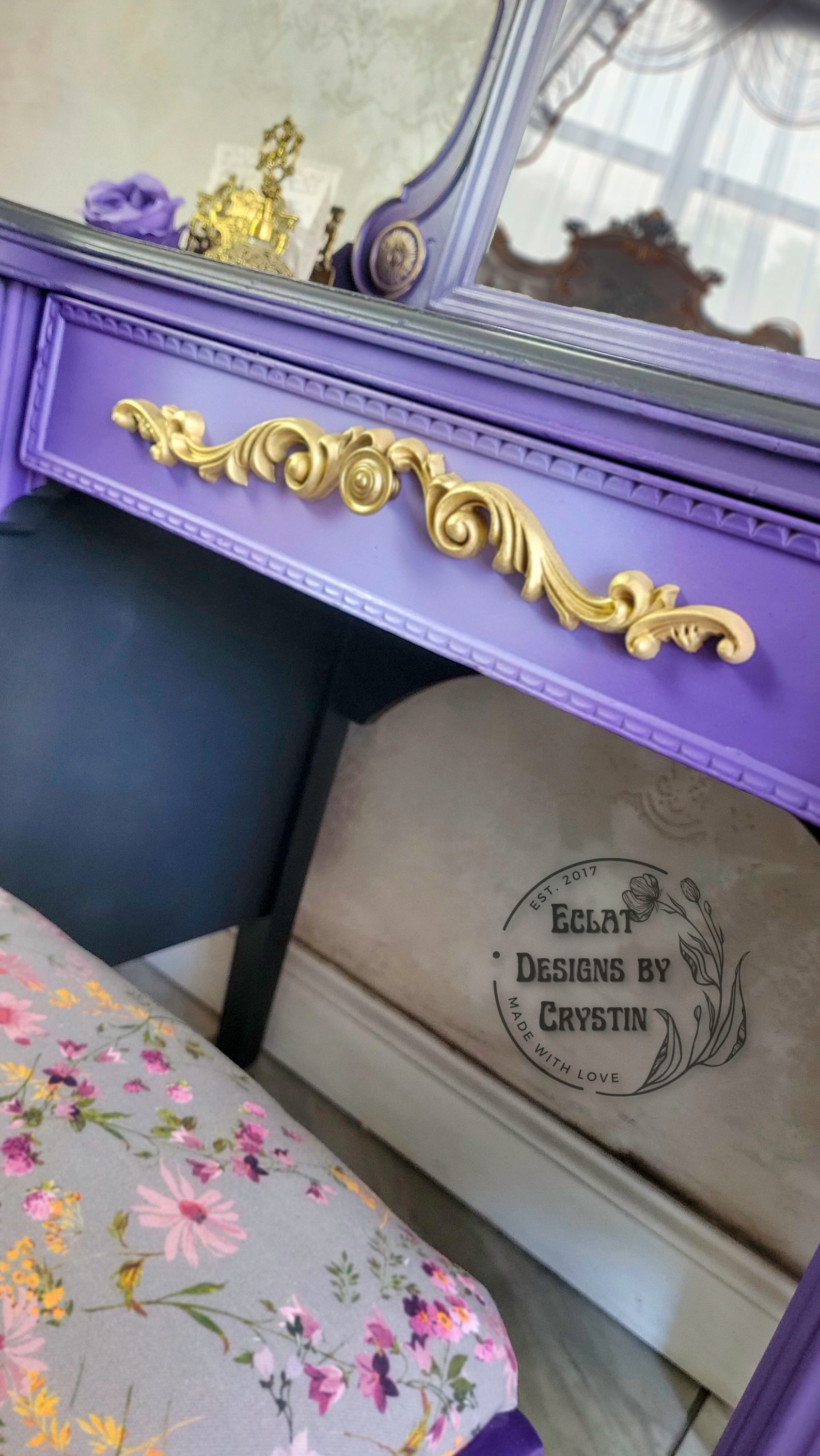 Purple Passion Bedroom Vanity Table Mirror Top Set Antique - Etsy