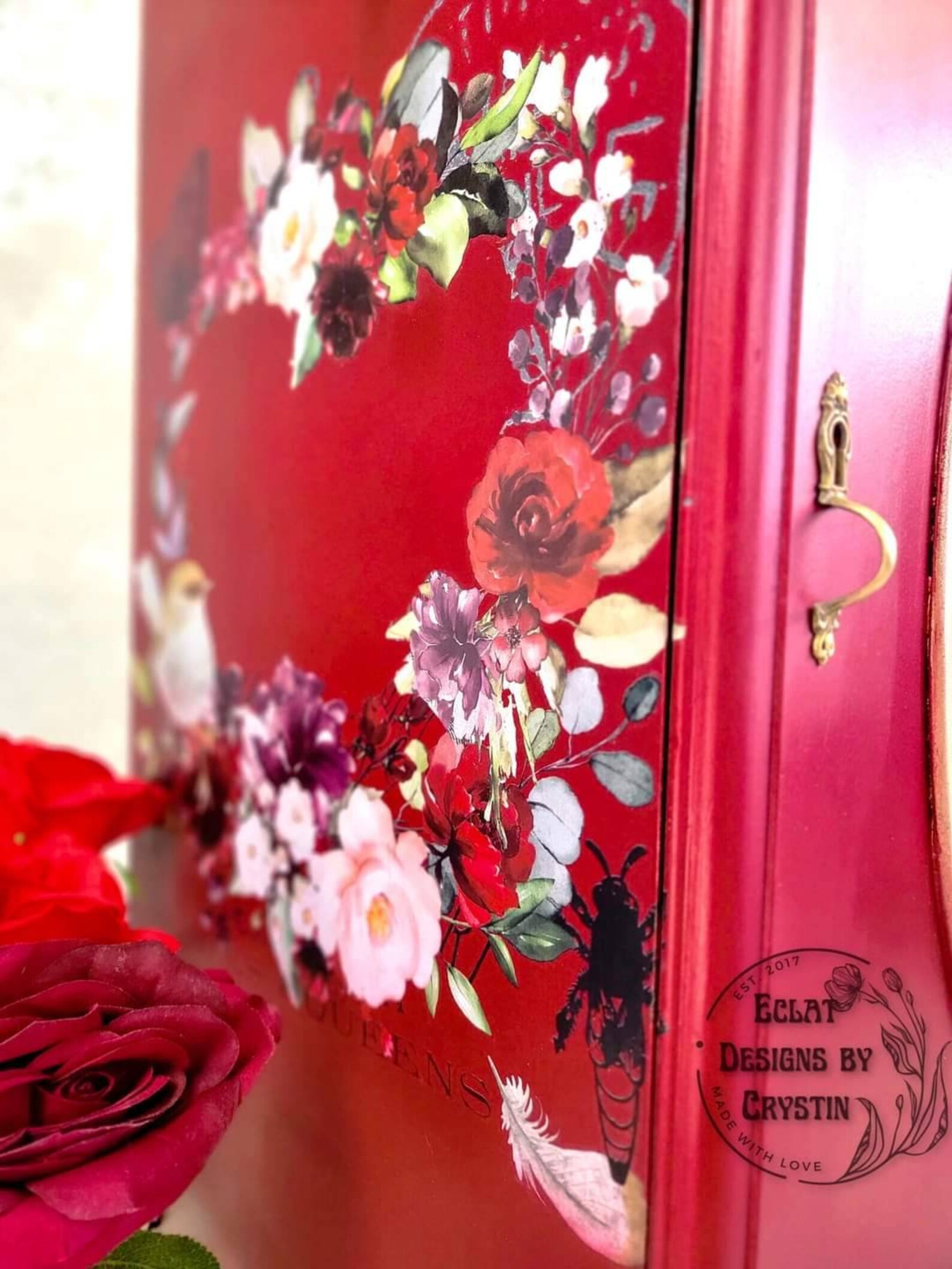 Painted Ruby Rose Home Furniture Music Sheet Cabinet Storage - Etsy