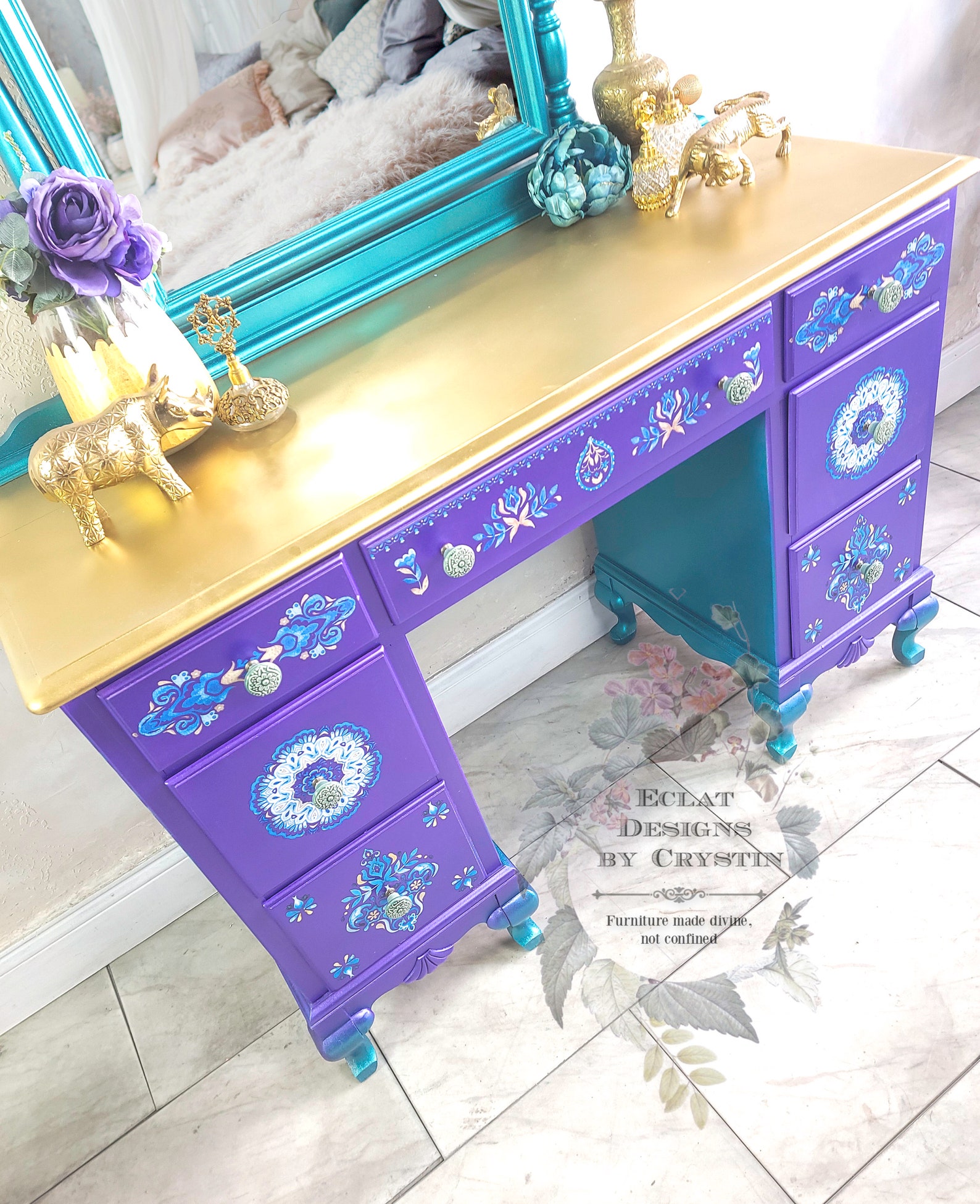 Antique Vintage Wood Bohemian Bedroom Vanity Makeup Table - Etsy