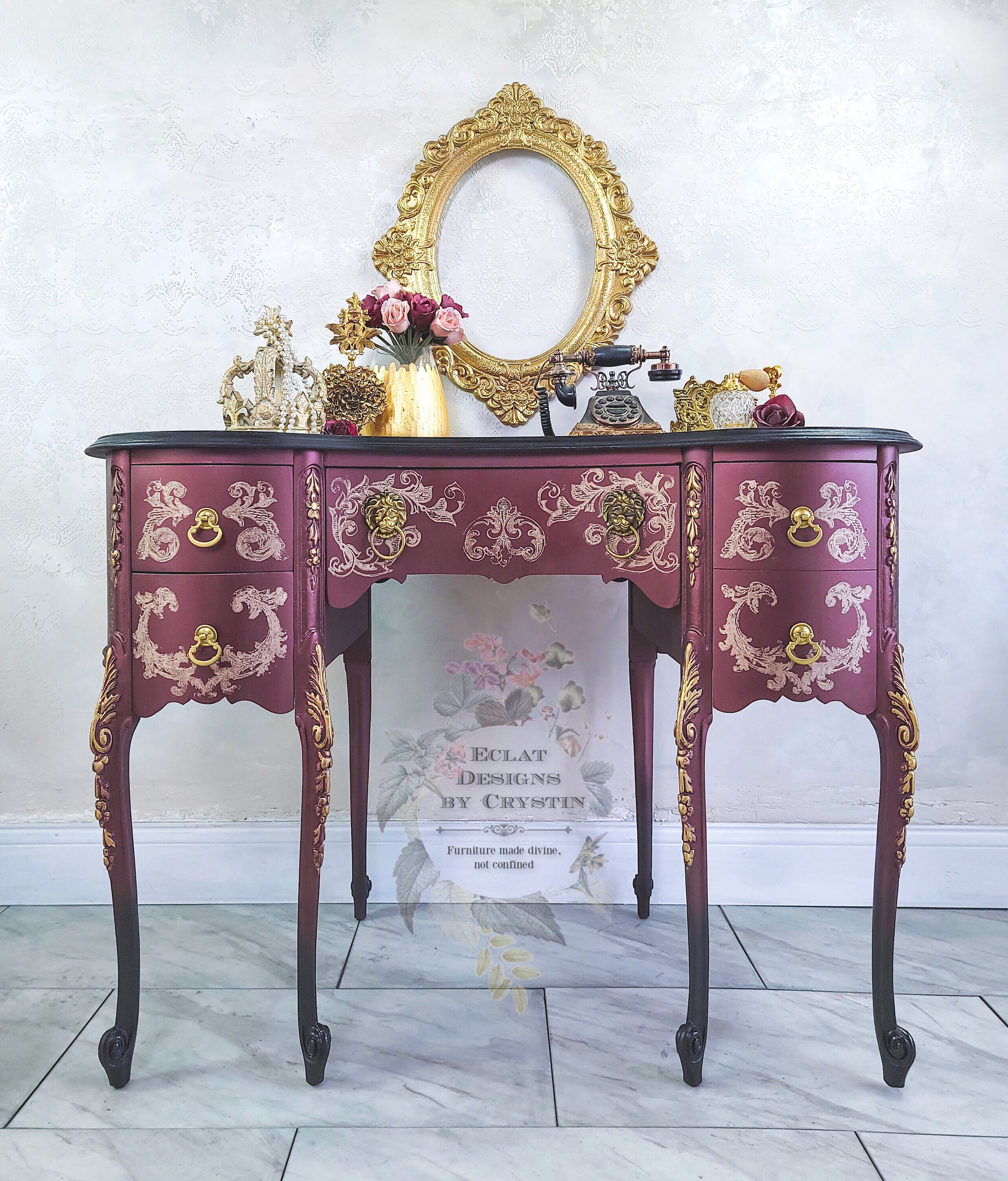 Rococo, Antique Carved Desk | Art Nouveau | Handmade | Painted ...