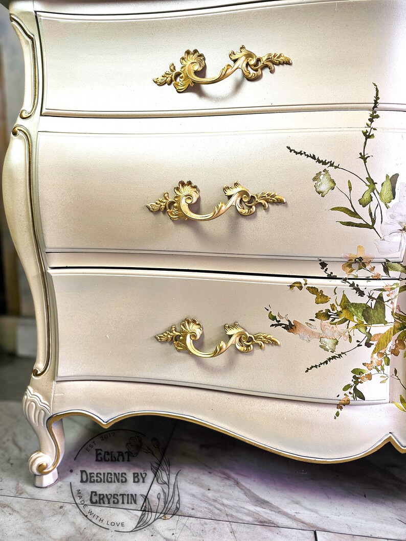 Pearly Floral Dresser, Chest of Drawers, Antique Furniture, Bedroom ...