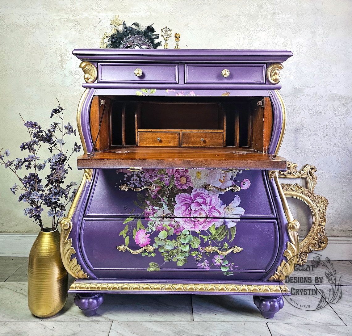 Morning Purple Secretary Desk, Dresser, Chest of Drawers, Bureau ...