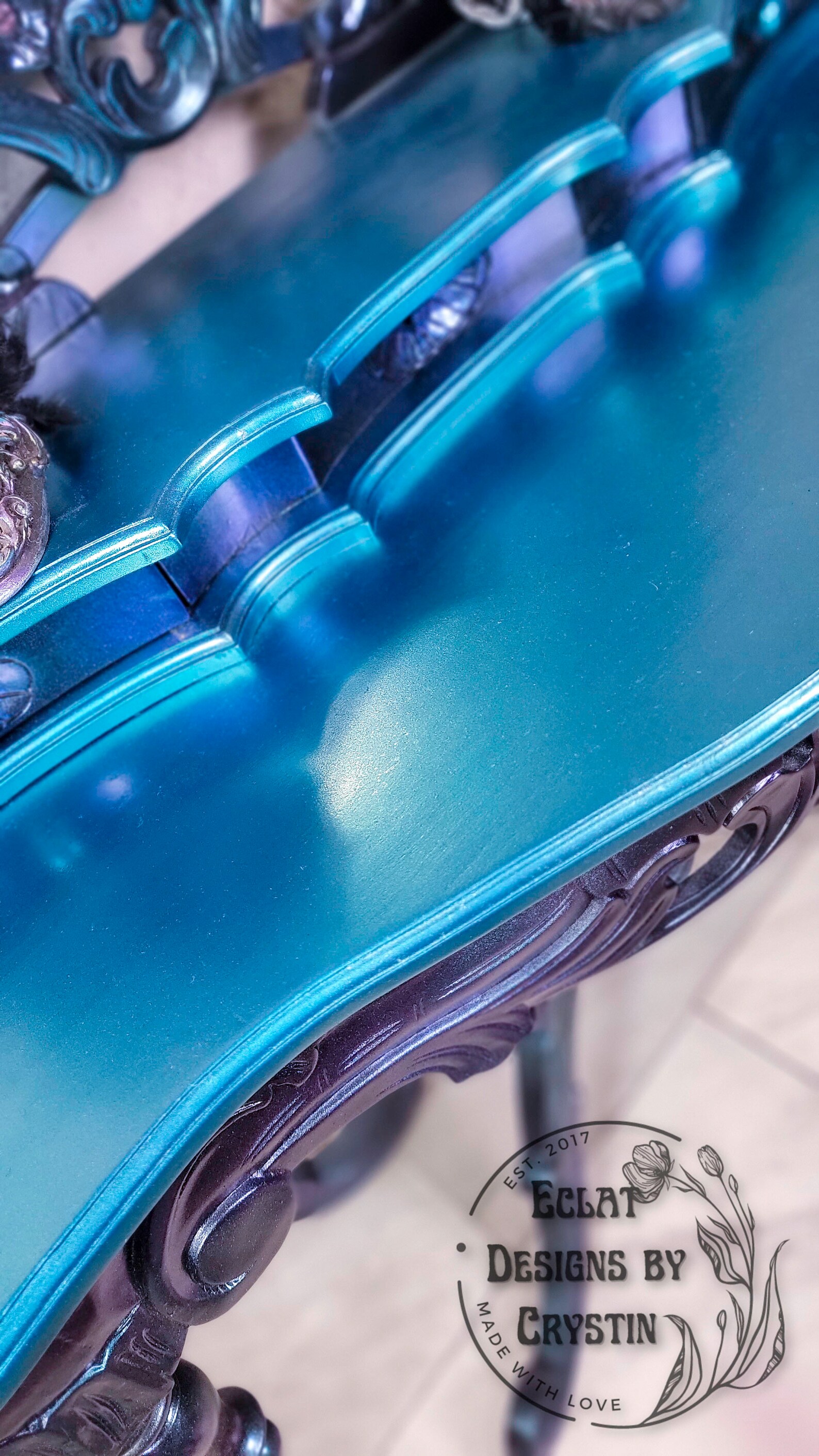 SOLD Custom Hand Painted Carnival Glass Vanity Table With Top - Etsy