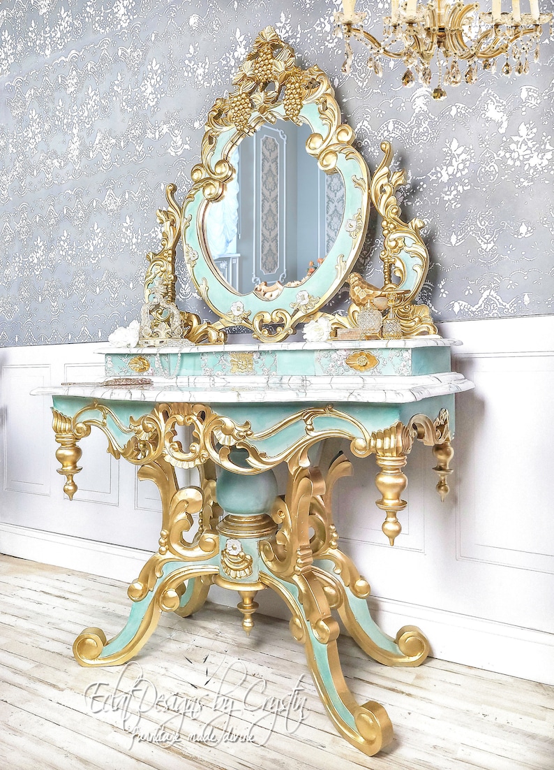 SOLD Marie Antoinette/ Antique/ Rococo Mirror/ Makeup Desk/ - Etsy