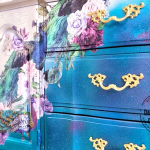 SOLD Custom, Bespoke Glamorous Peacock Dresser, Wide, Bohemian, Exotic ...