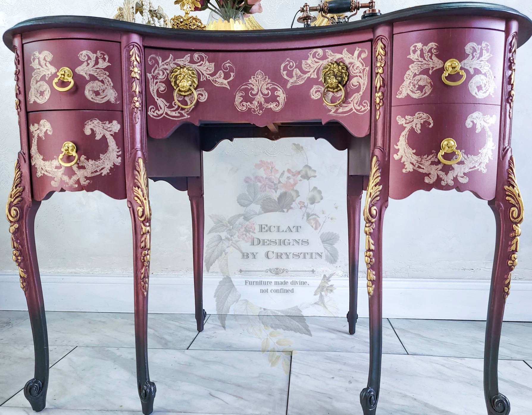 Rococo, Antique Carved Desk | Art Nouveau | Handmade | Painted ...