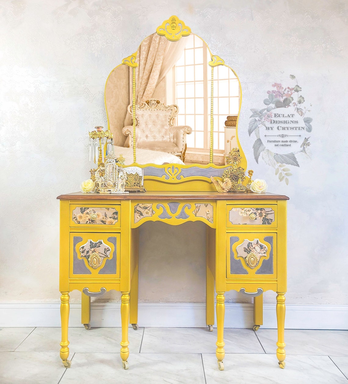 SOLD Gold Vanity Table Table Top Mirror Makeup Vanity - Etsy