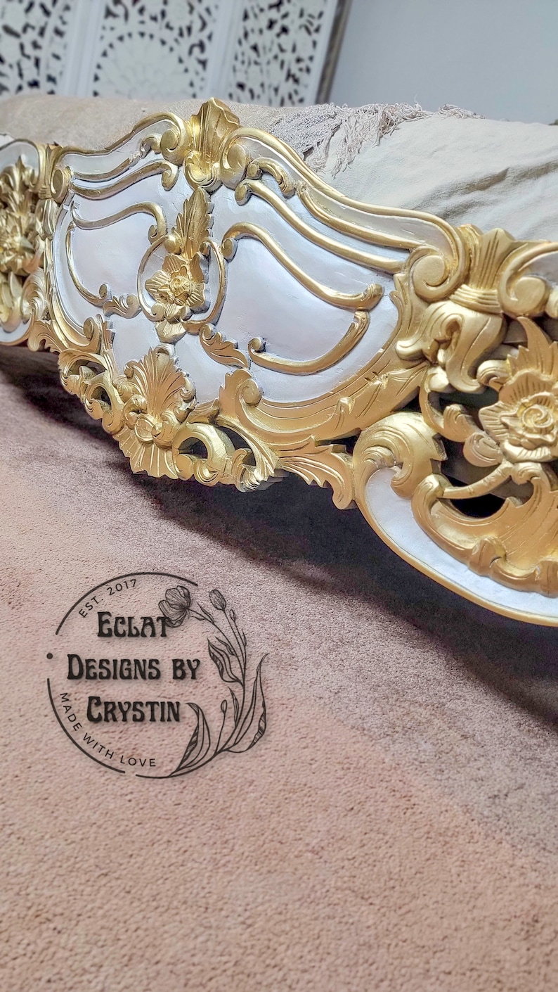 Wood Rococo Pearl Pink Rococo King Size Bed Frame Headboard - Etsy