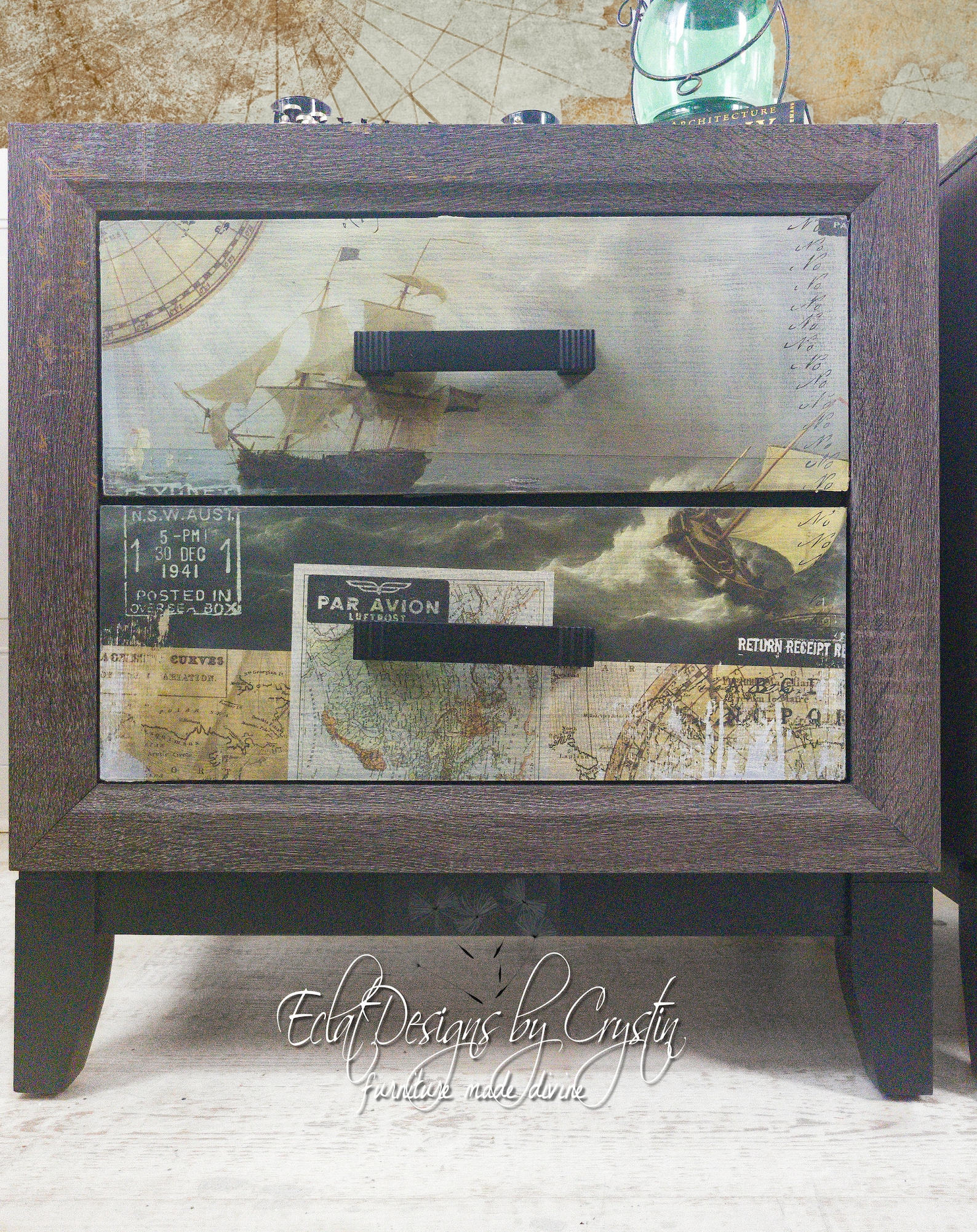 Nautical Map Nightstands (set of 2) | 2-drawer End Tables - Etsy
