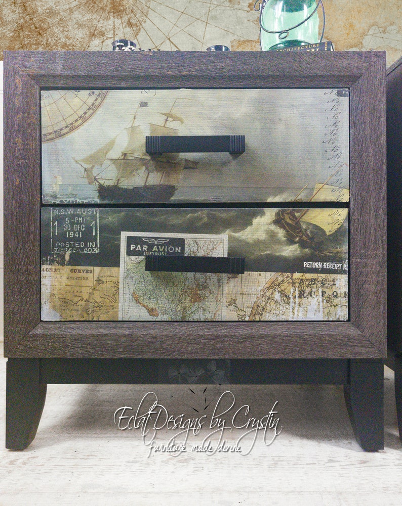 Nautical Map Nightstands (set of 2) | 2-drawer End Tables - Etsy