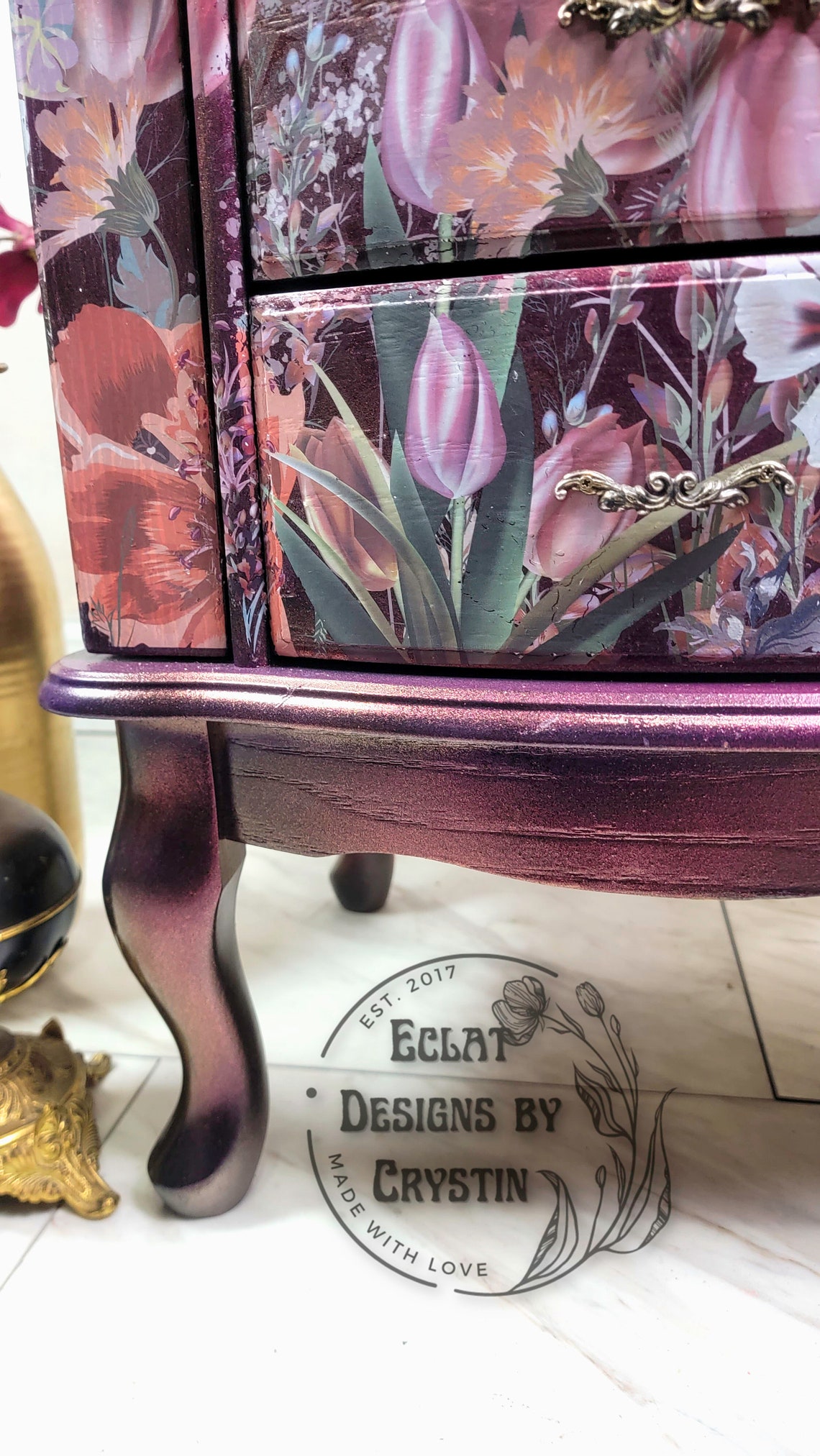 Midnight Fuchsia Jewelry Armoire handpainted Jewelry Box - Etsy