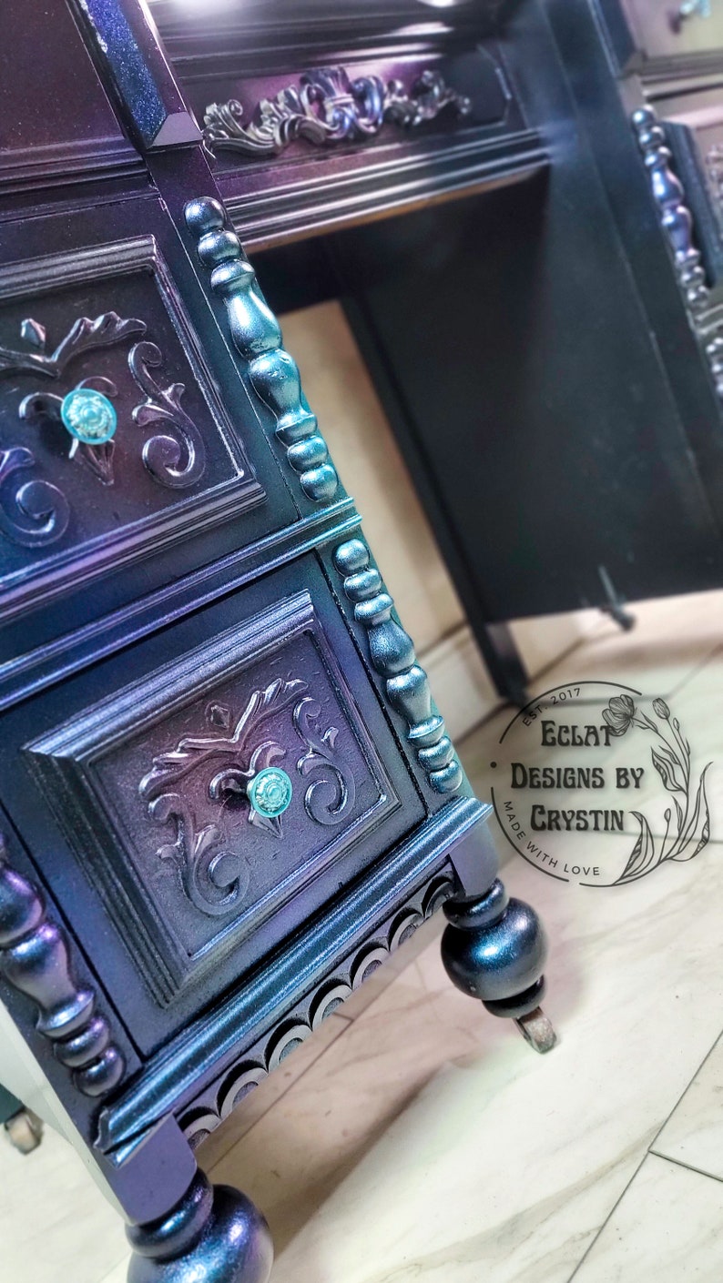 SOLD Gothic Carnival Glass Bedroom Vanity Table With Mirror - Etsy