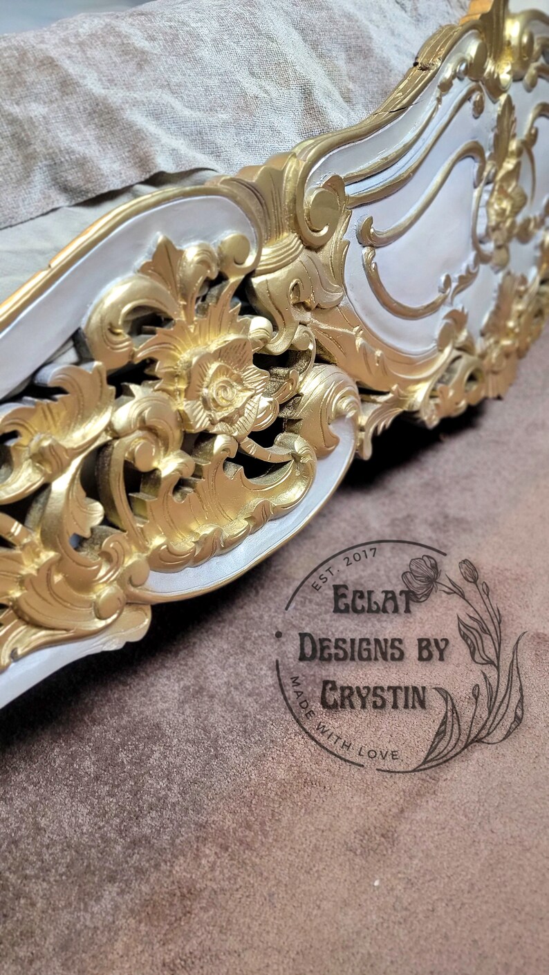 Wood Rococo Pearl Pink Rococo King Size Bed Frame Headboard - Etsy