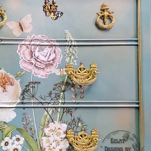 Vintage Botanical Floral Dresser, Chest of Drawers, Bureau, Wood ...