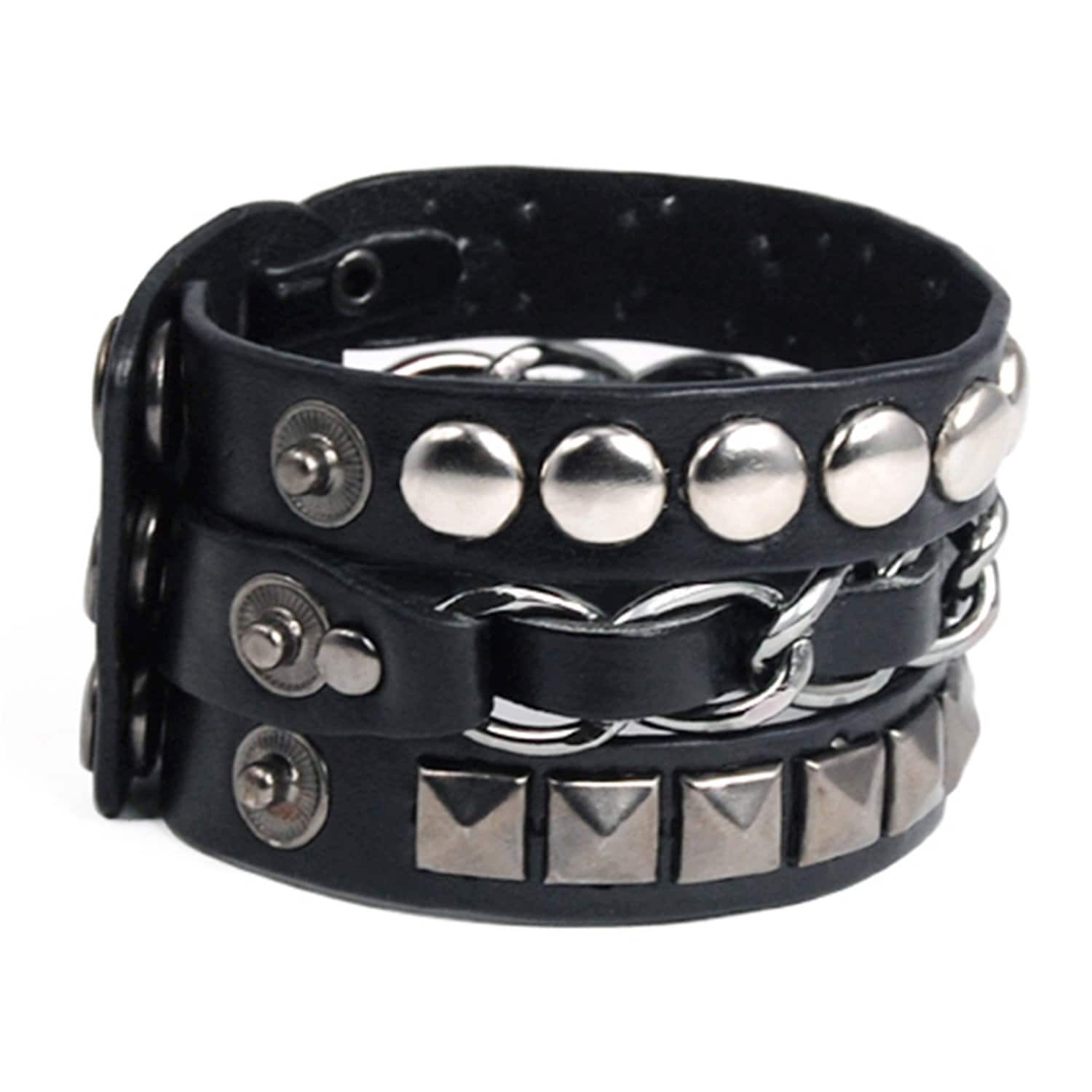 Pulsera unisex hecha a mano Punk Rock Rivet Multi Layers Black - Etsy ...