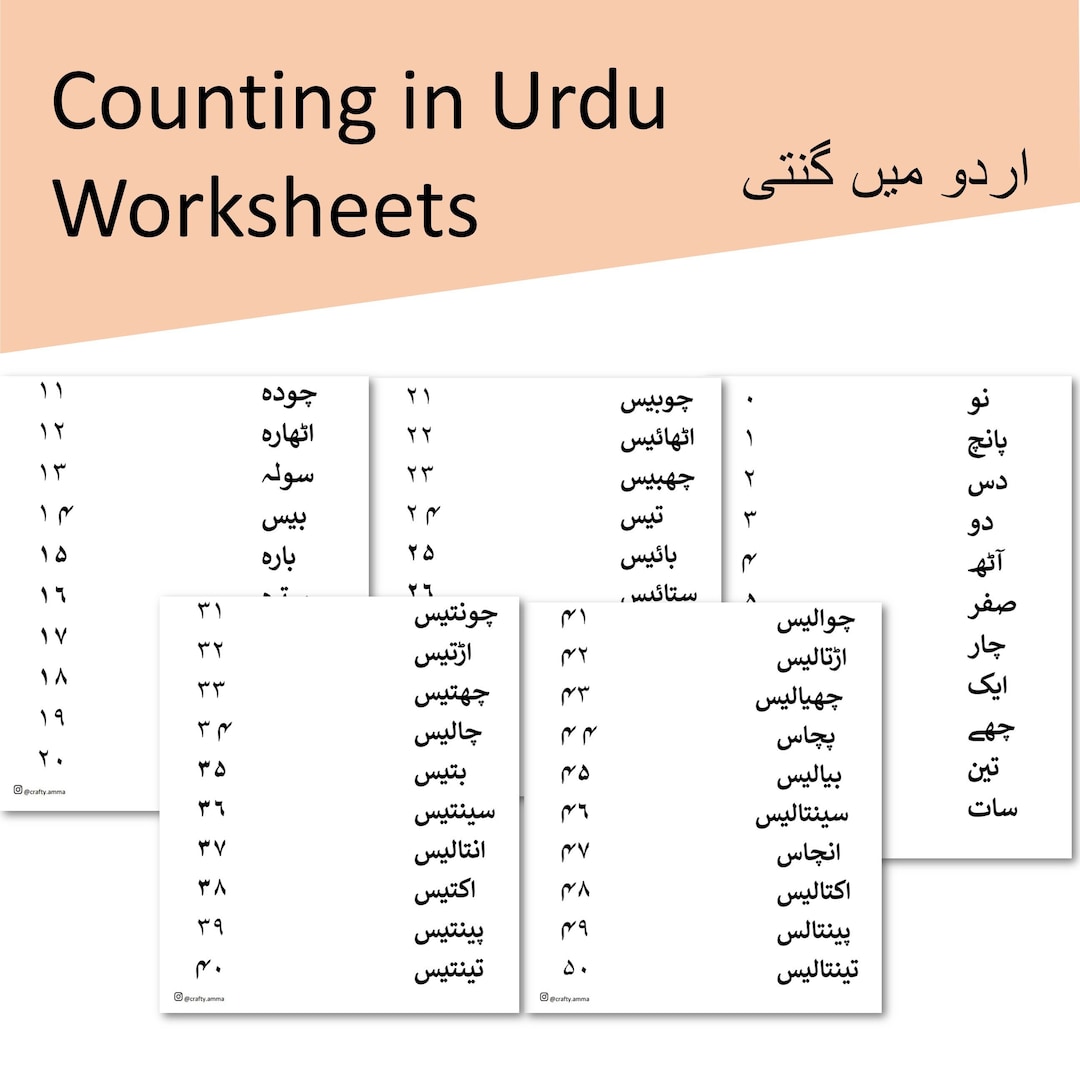 Urdu Matching Numbers Worksheet for Kids - Etsy