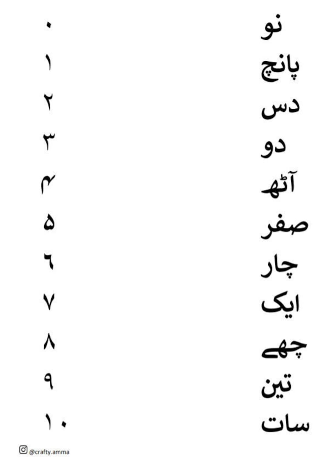 Urdu Matching Numbers Worksheet for Kids - Etsy