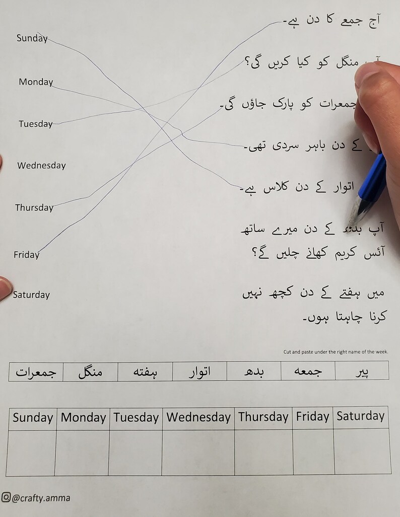 Days of the Week in Urdu - Etsy